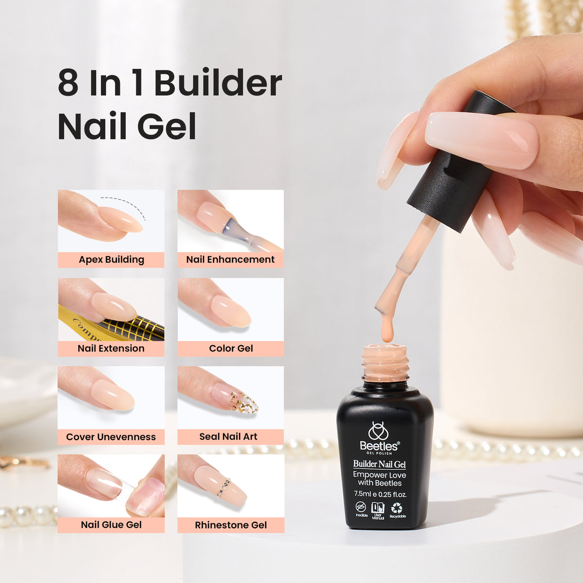 8-in-1 Strengthener Builder Nail Gel 6 Colors Set- 7.5ml/Each – Beetles UK