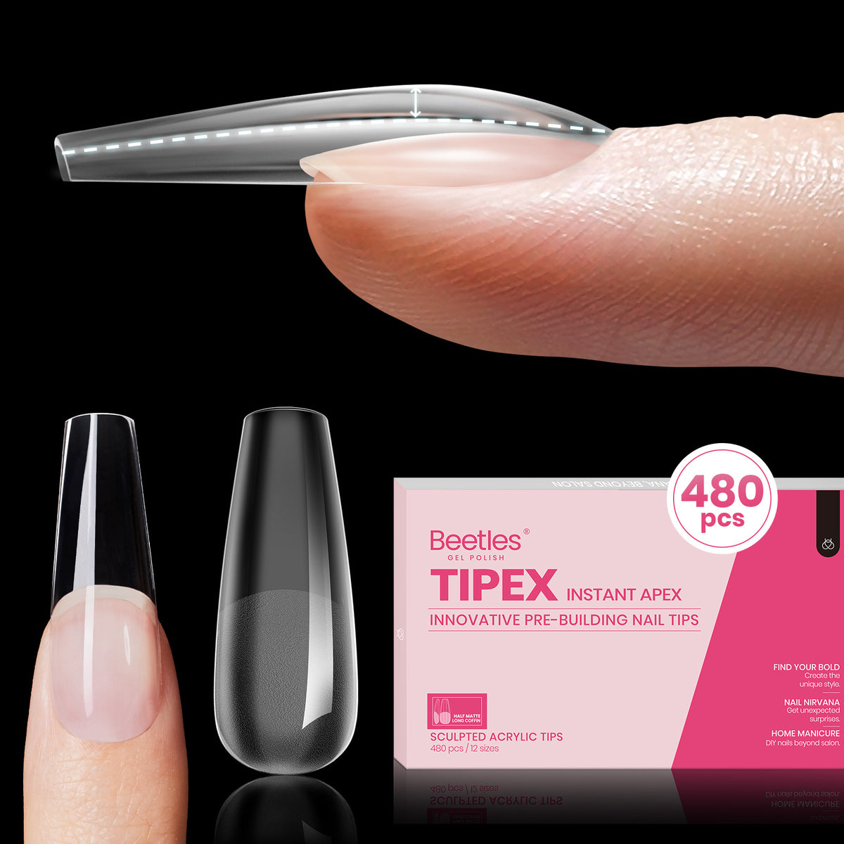 Beetles Pre-etched & Pre-sculpted Strong Acrylic Nail Tips|480pcs ...