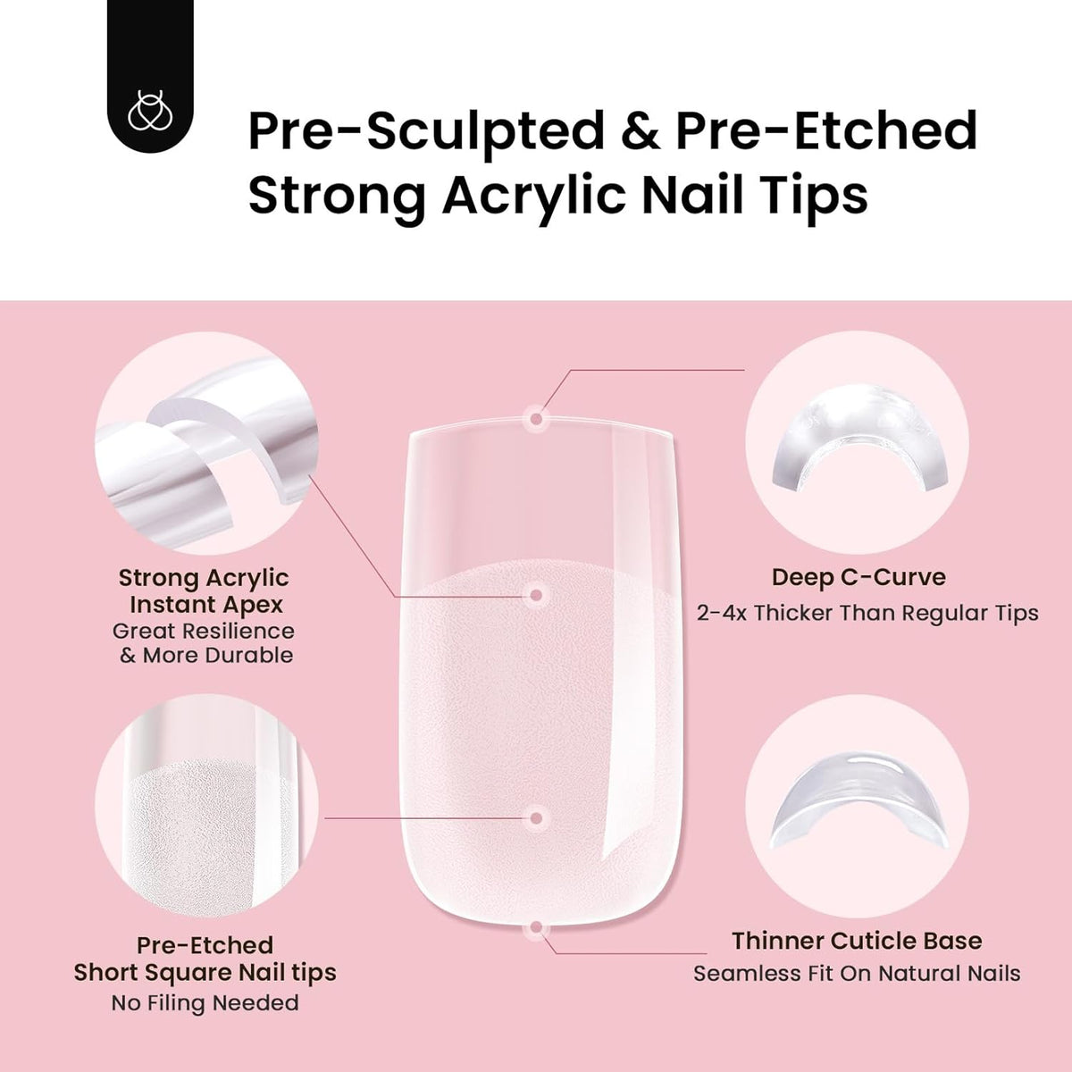 Beetles Short Square Tipex Nail Tips|180pcs – Beetles UK