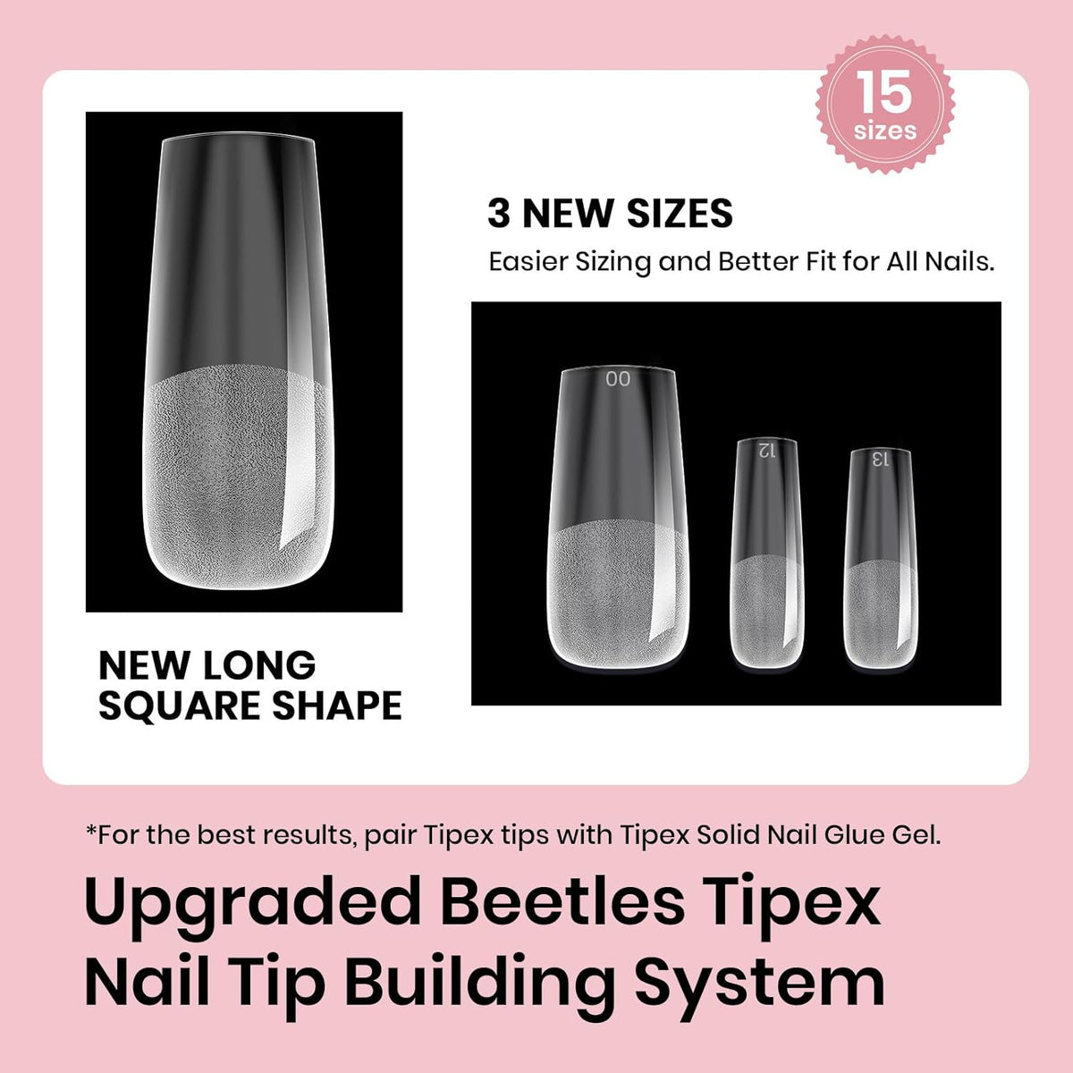 Beetles Long Square Tipex Nail Tips|180pcs – Beetles UK