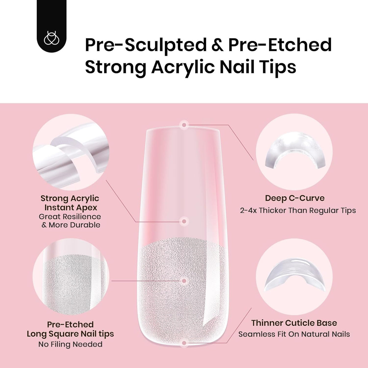 Beetles Long Square Tipex Nail Tips|180pcs – Beetles UK