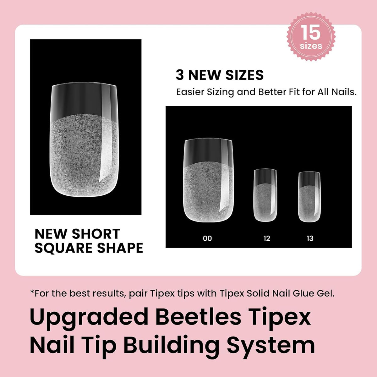 Beetles Short Square Tipex Nail Tips|180pcs – Beetles UK