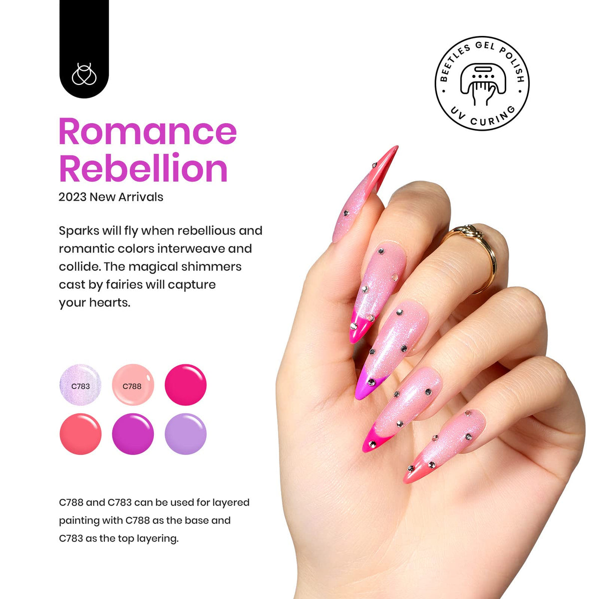 Romance Rebellion - 20 Gel Colors Set Spring Nails with Top and Base C ...