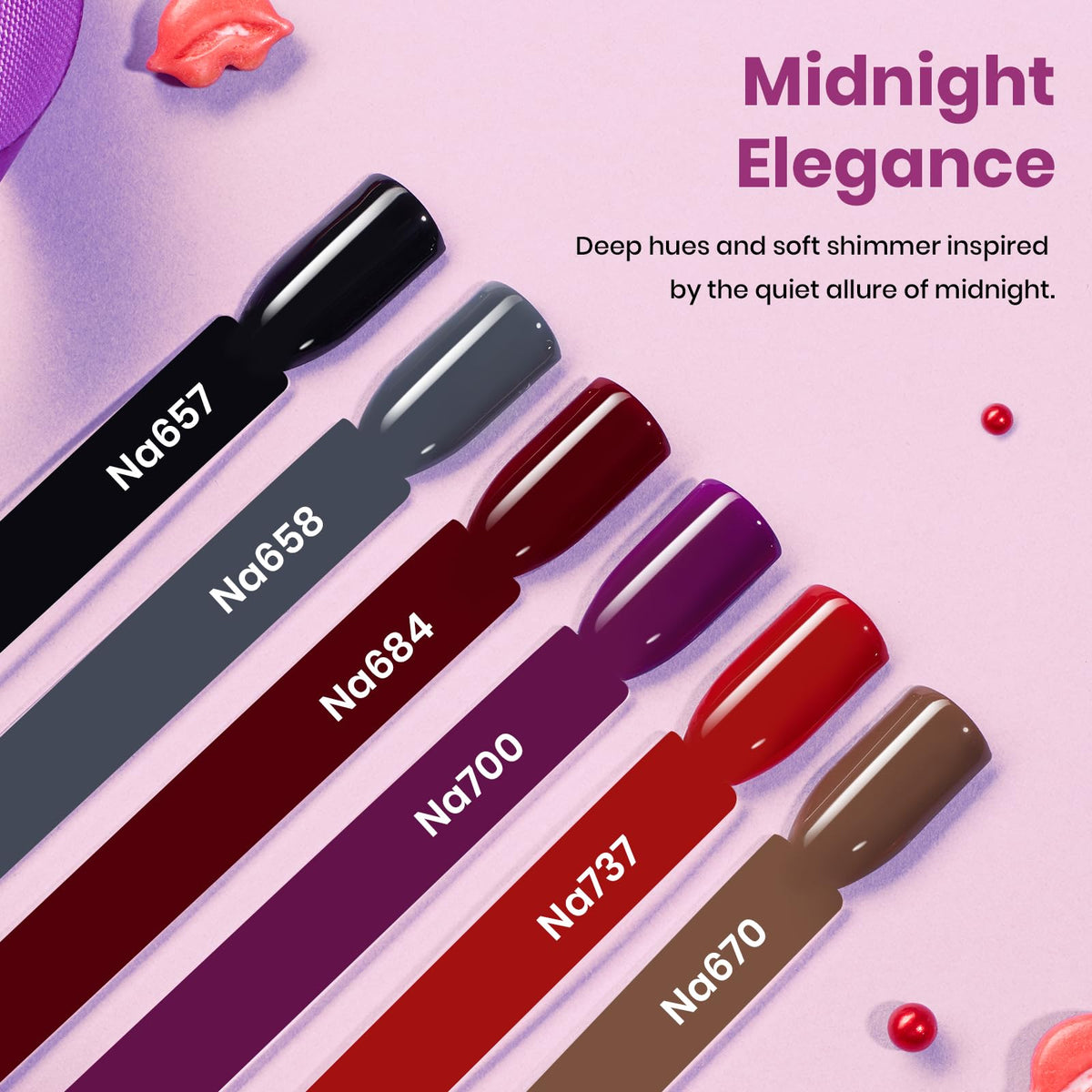 Beetles Midnight Elegance Hema Free Gel Polish Set - Colorful Bottle 6 ...